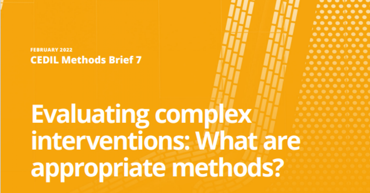 Evaluating complex interventions: What are appropriate methods? | EvalForEarth